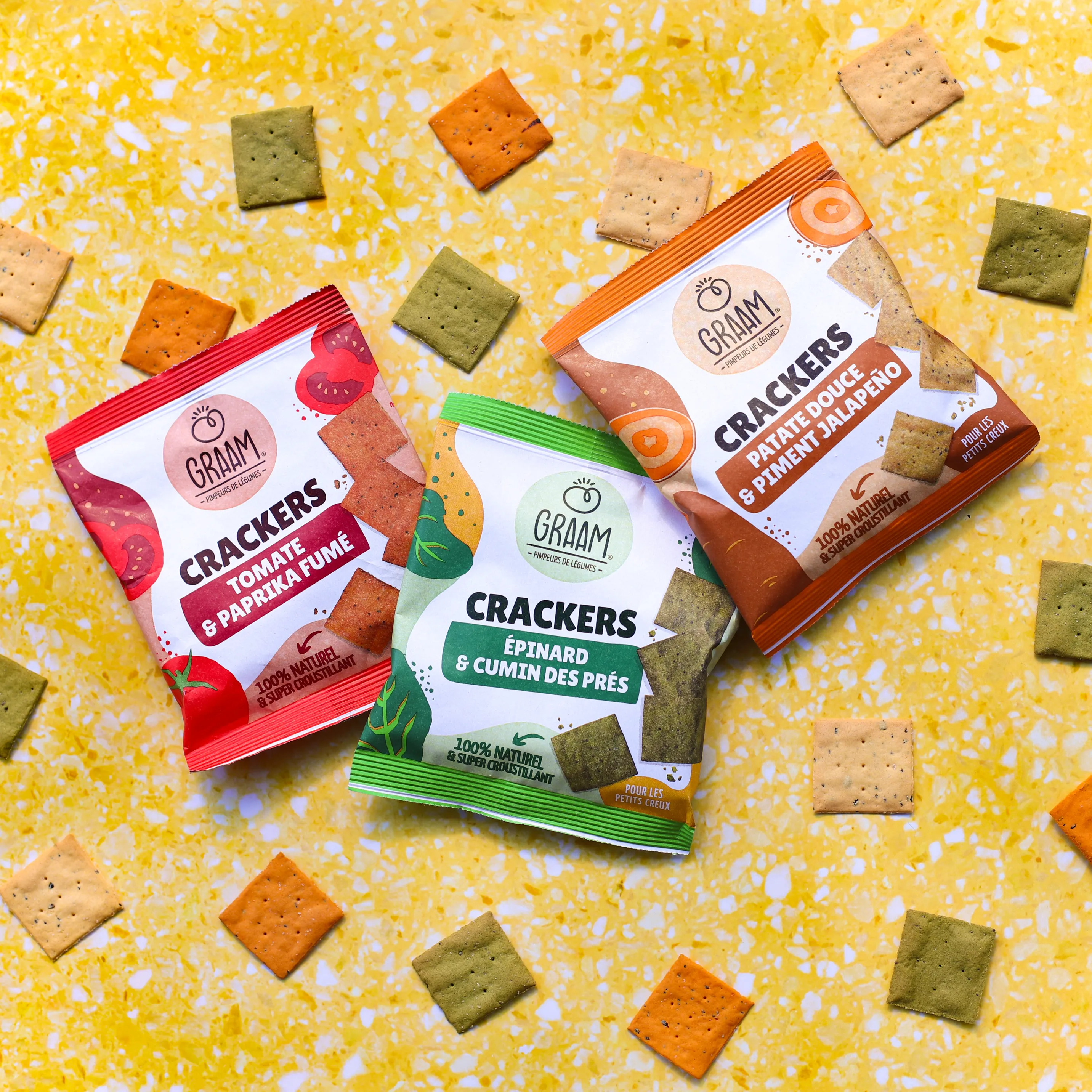 Lot de 3 sachets crackers épinard et cumin des prés bio "Graam ...